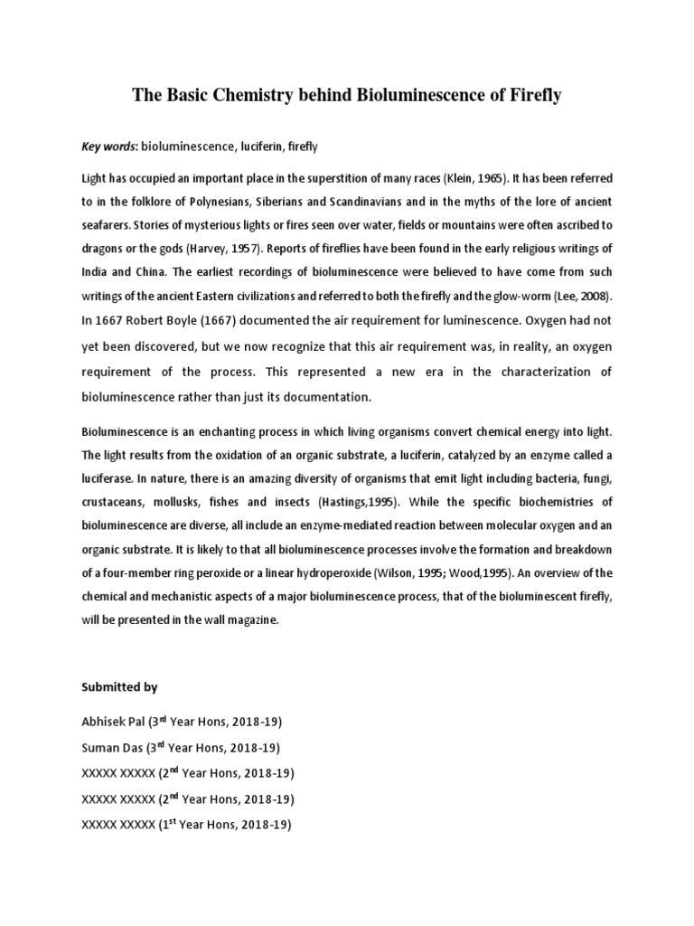 Firefly Bioluminescence Chemistry Explained | PDF | Social Science