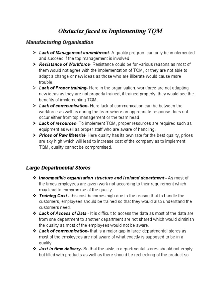Assignment No1 (TQM) | PDF | Business | Economies