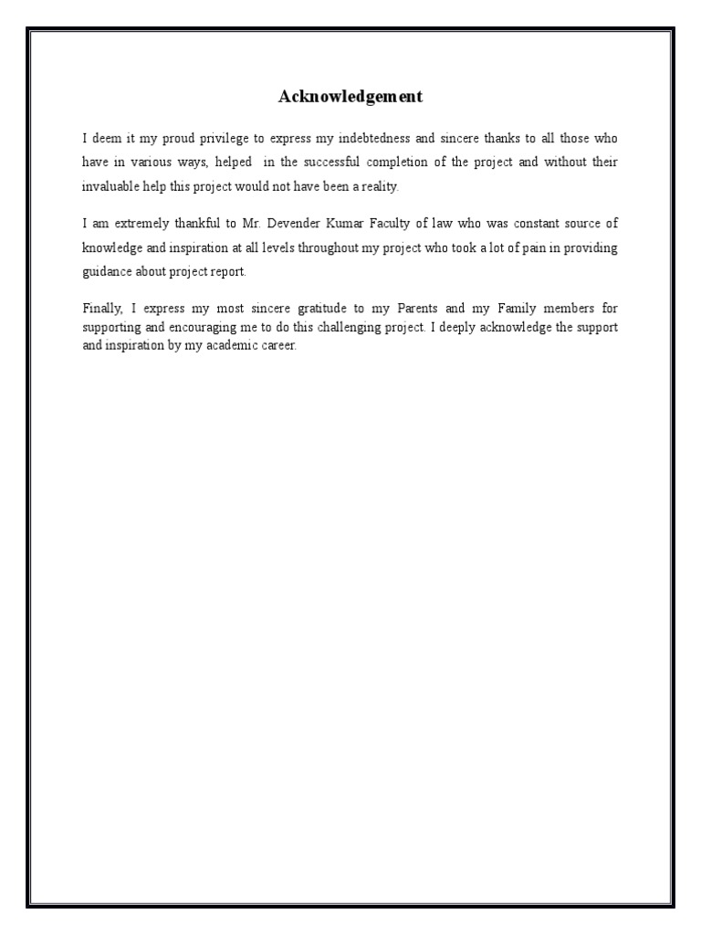 Acknowledgement for Law Project | PDF | Art