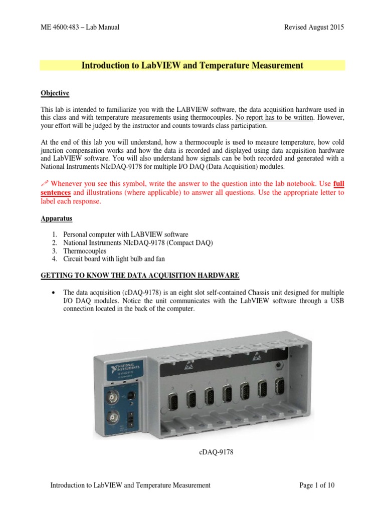Introduction To Labview and Temperature Measurement | PDF | Data ...
