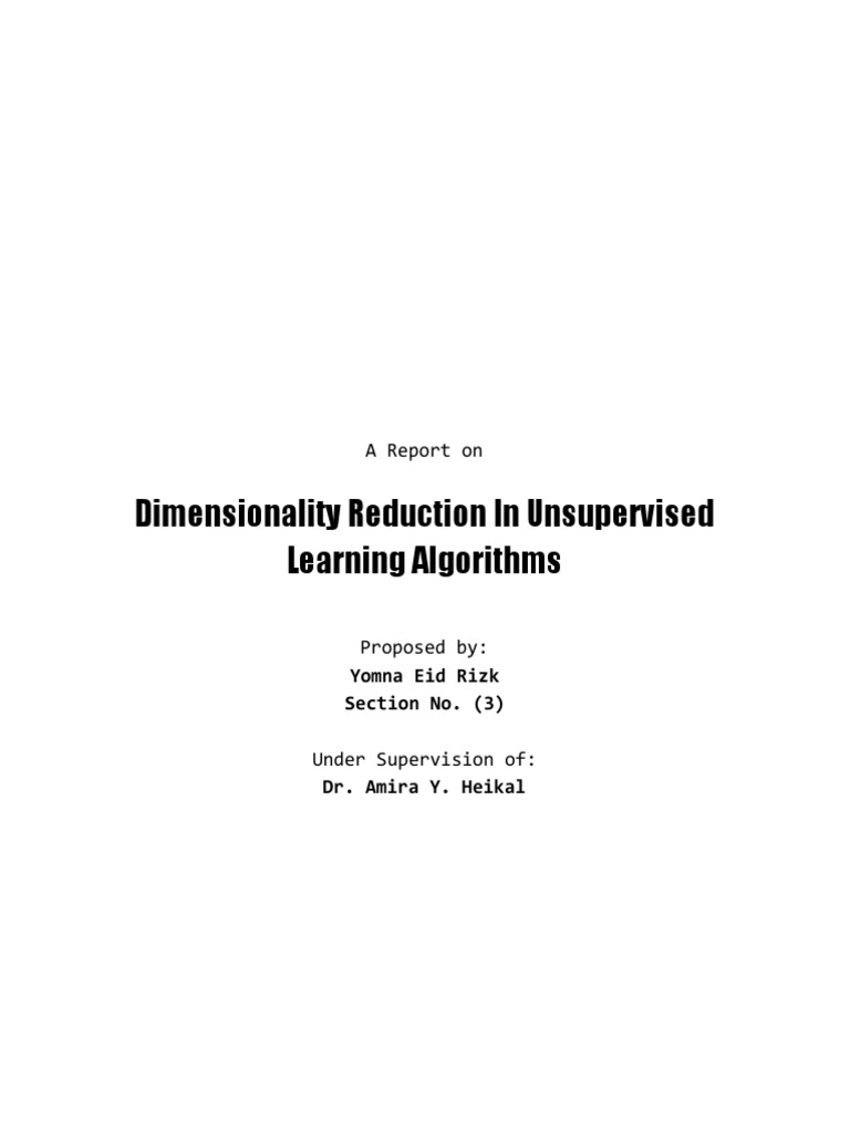 Dimensionality Reduction in Unsupervised Learning Algorithms | PDF | Principal Component ...