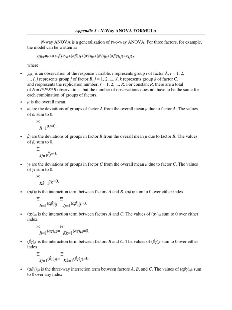 14 Appendix 3 N-Way Anova Formula | PDF | Analysis Of Variance | Mean