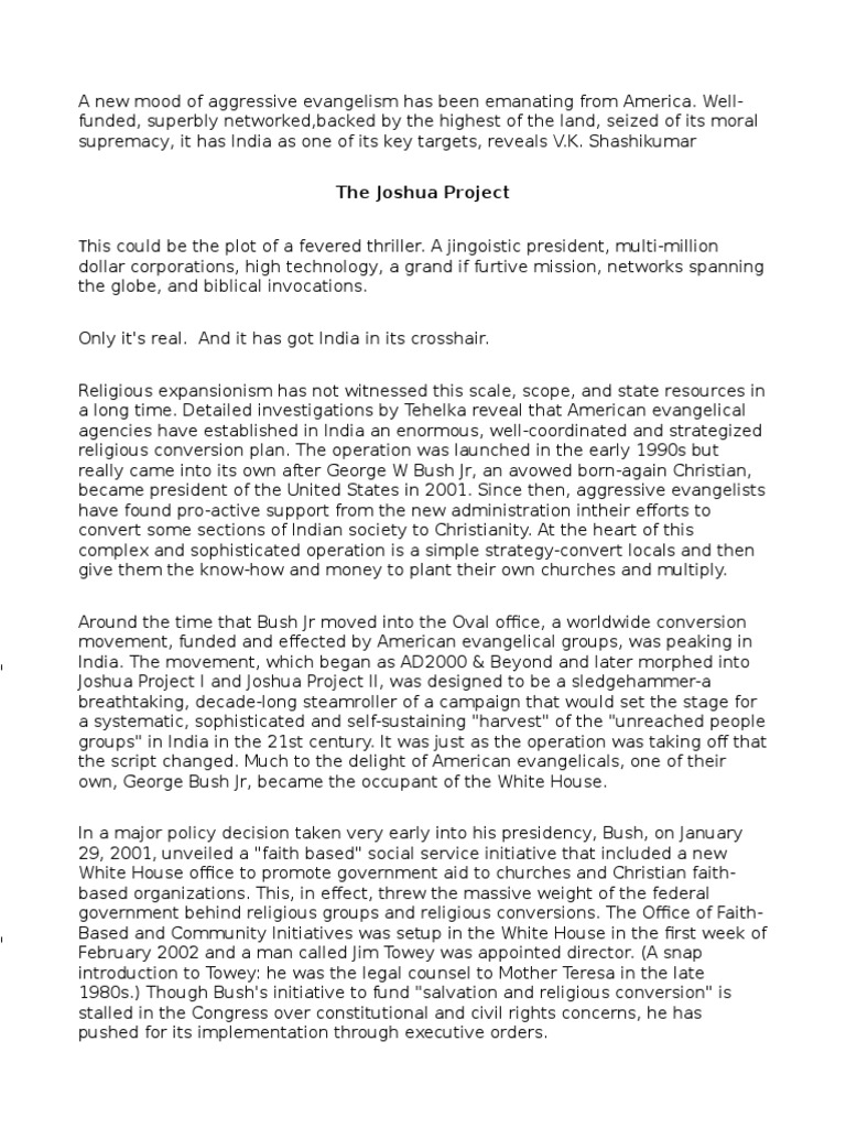 The Sinister Joshua Project | PDF | Christian Mission | Evangelism