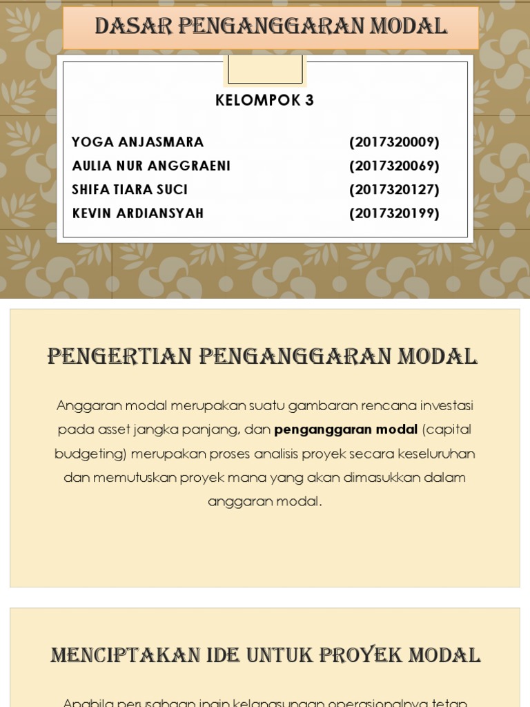 Dasar Penganggaran Modal | PDF