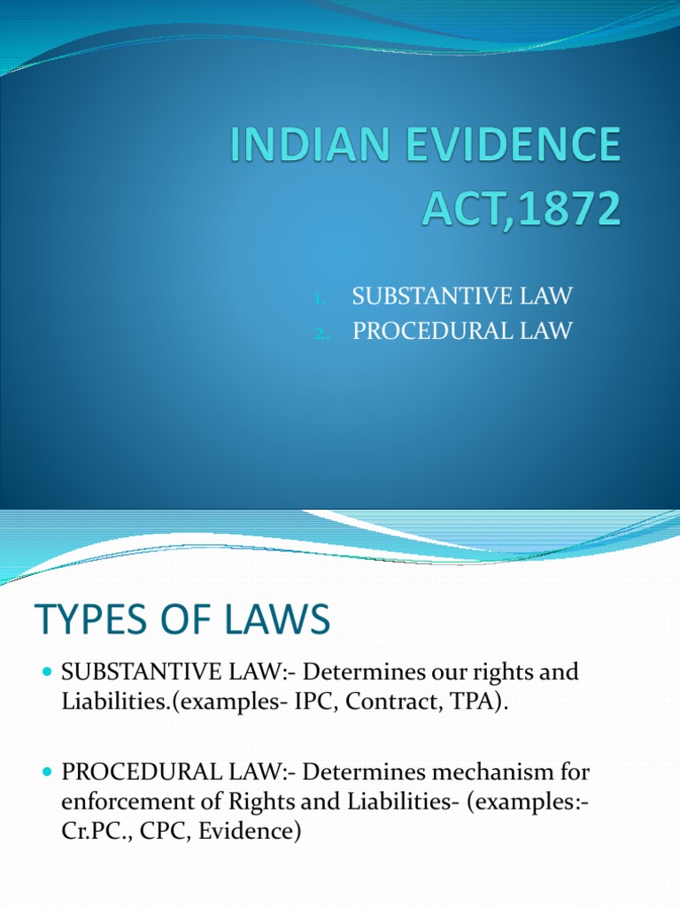 Overview of the Indian Evidence Act 1872 | PDF | Evidence | Burden Of ...