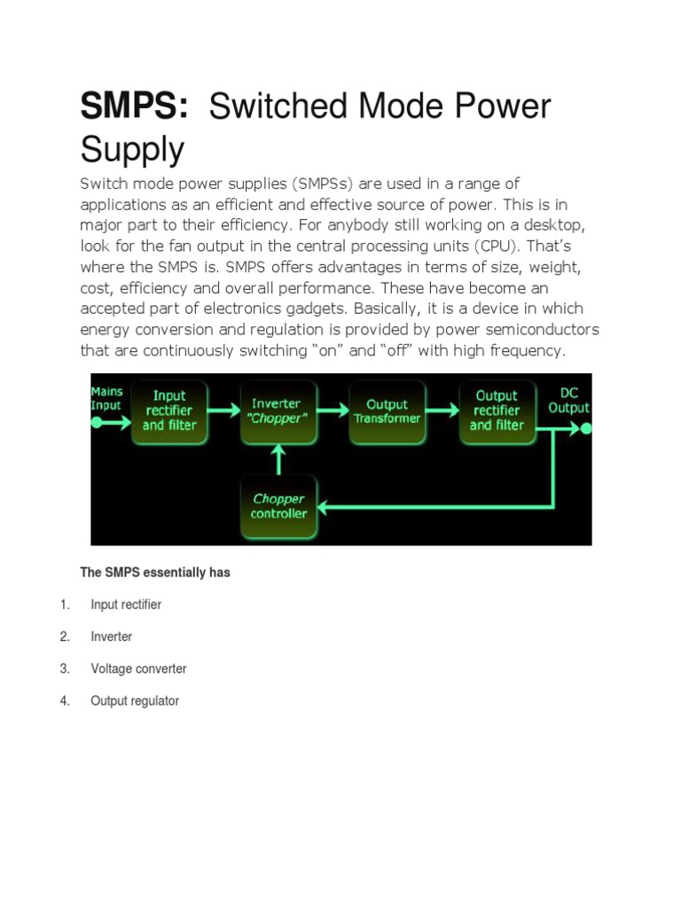 Supply: SMPS: Switched Mode Power | PDF | Rectifier | Power Inverter