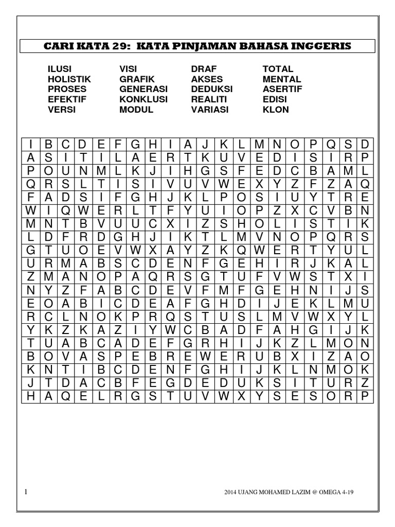 Cari Kata 29 - Kata Pinjaman Bahasa Inggeris | PDF