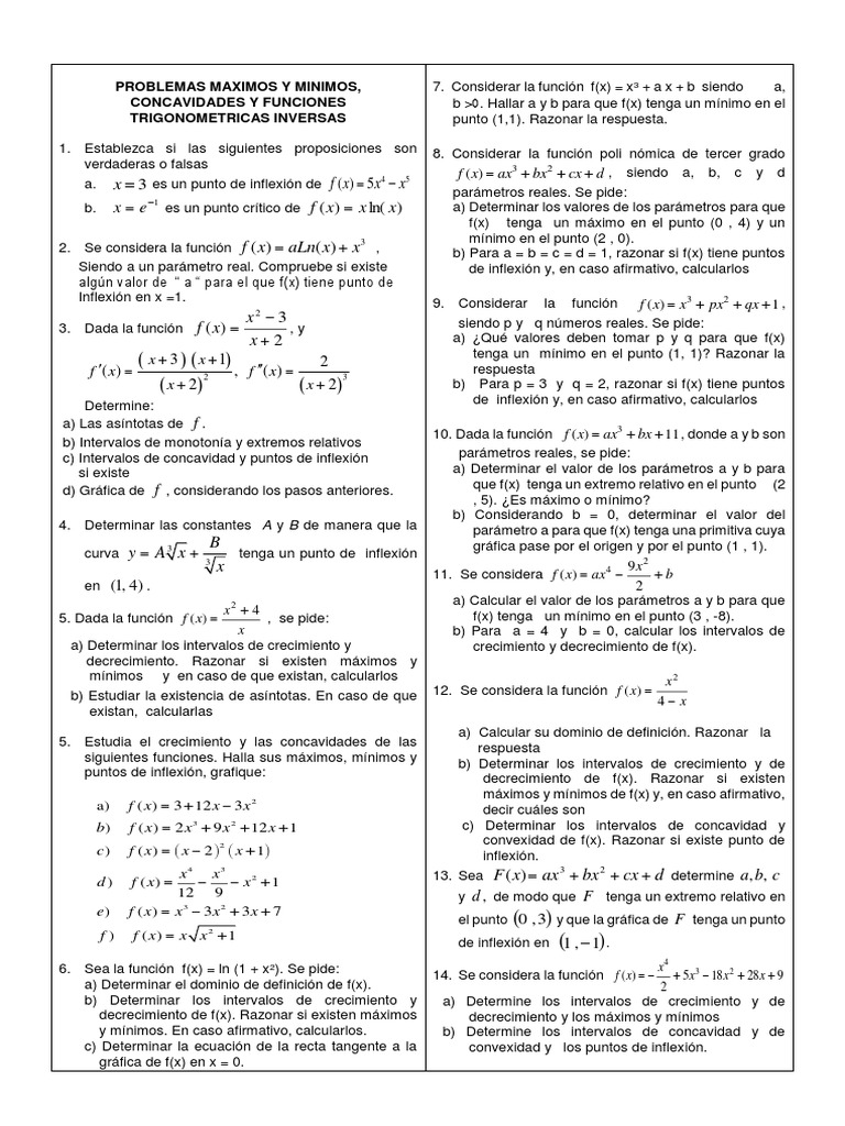 11problemas Maximos y Minimos | PDF | Derivado | Conceptos matemáticos