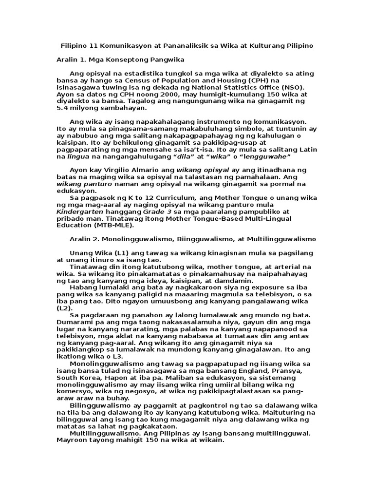 Filipino 11 Komunikasyon at Pananaliksik | PDF