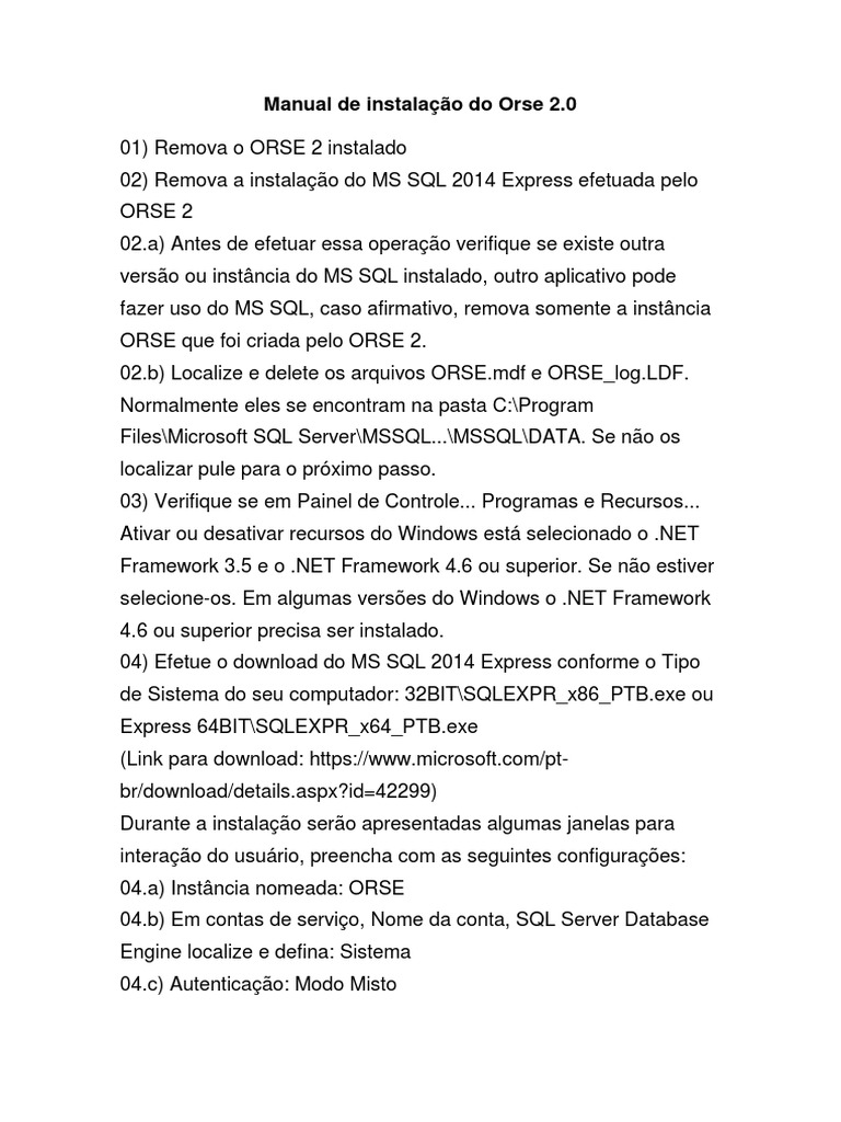 Instalação do ORSE 2.0 passo a passo | PDF | Janela (informática ...
