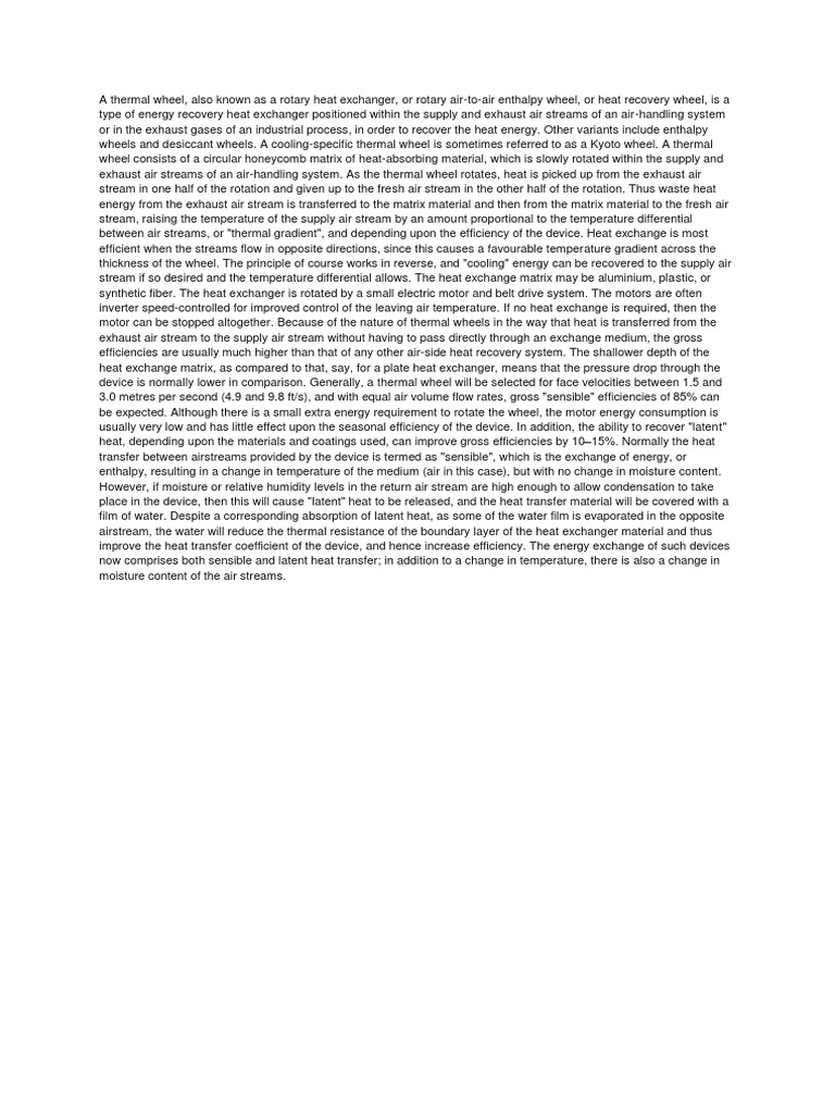 A Thermal Wheel | PDF | Physical Phenomena | Electromechanical Engineering