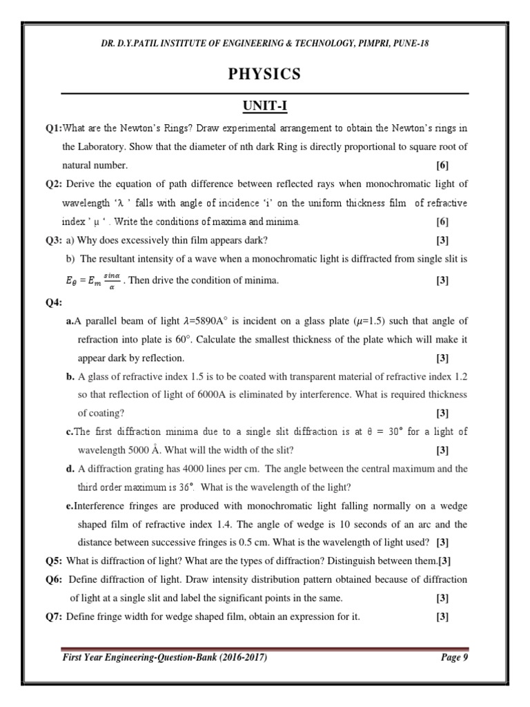 Question Booklet Physics4593 | PDF | Diffraction | Superconductivity