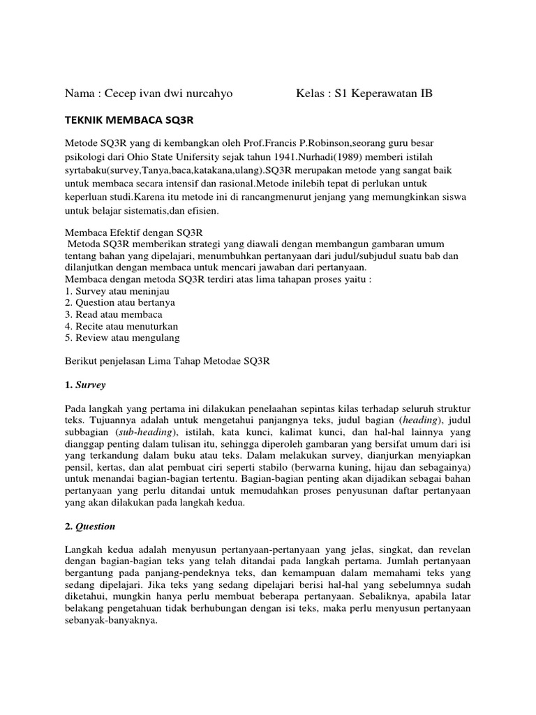 Teknik Membaca Sq3r Pdf