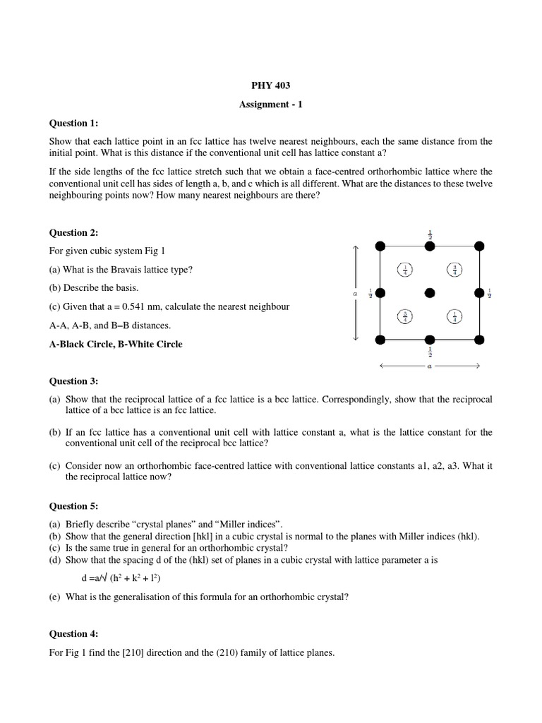 Phy 403 - 1 | PDF | Crystal Structure | Condensed Matter Physics