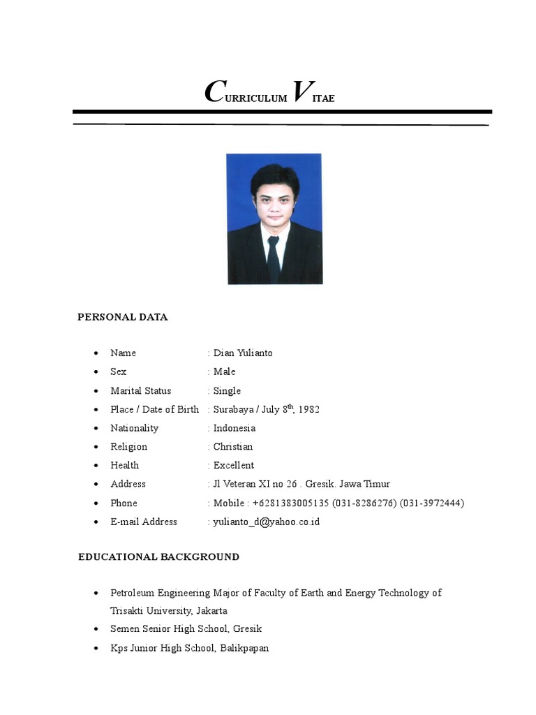 Dian Yulianto's Curriculum Vitae | PDF