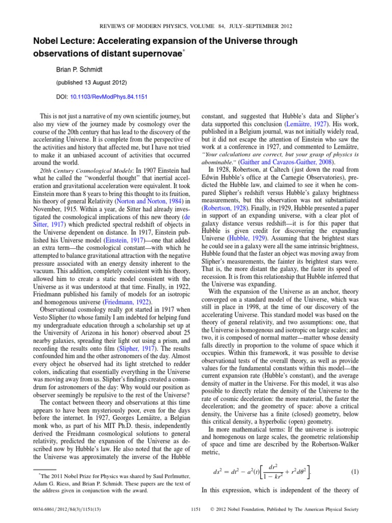 Accelerating Universe Discovery Insights | PDF | Supernova | Universe