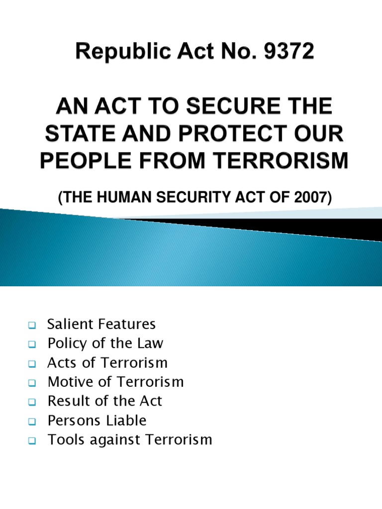 Overview of the Human Security Act | PDF | Arrest | Conspiracy (Criminal)