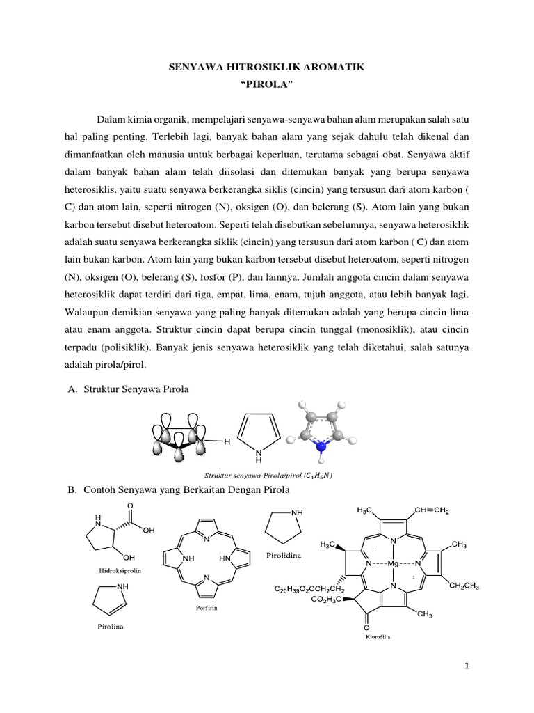 Senyawa Heterosiklik Aromatik Pirol/pirola | PDF | Pengembangan Diri ...