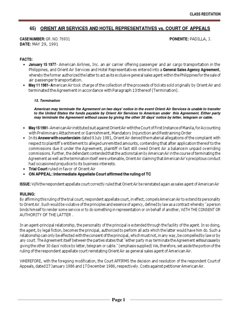 65) Orient Air Services and Hotel Representatives vs. Court of Appeals ...