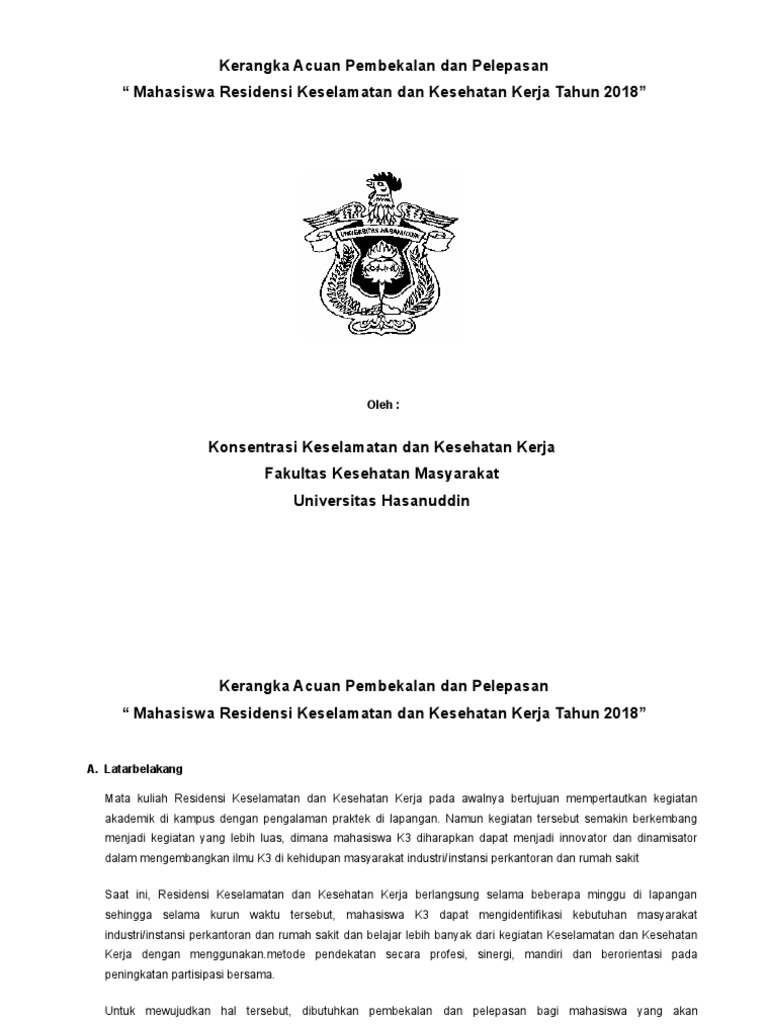 Tor Pembekalan Residensi Magang K-3 2017 | PDF