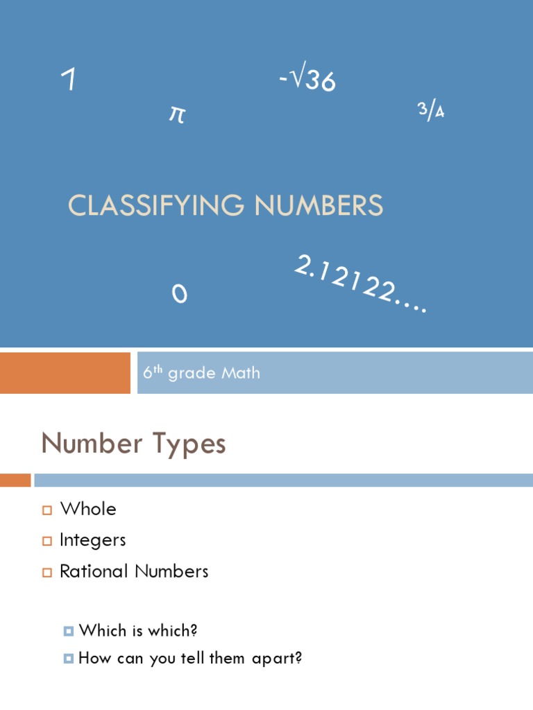 Classifying Real Numbers | PDF | Numbers | Integer