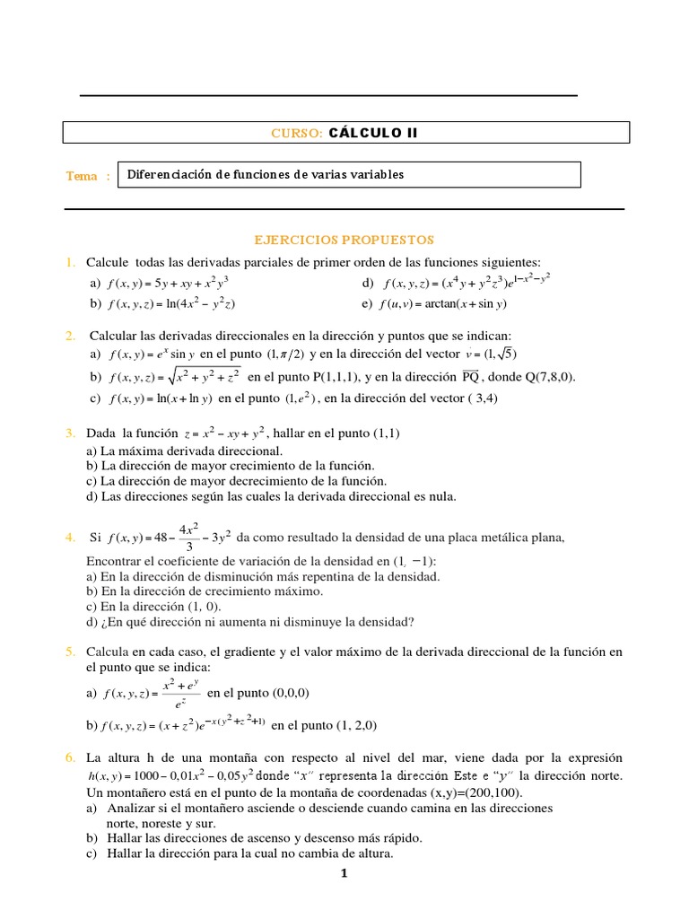 Derivadas Parciales y Direccionales | PDF | Derivado | Velocidad