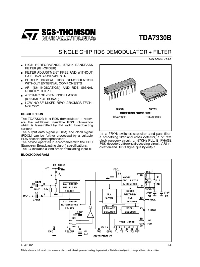 Tda 7330 | PDF | Detector (Radio) | Signal To Noise Ratio