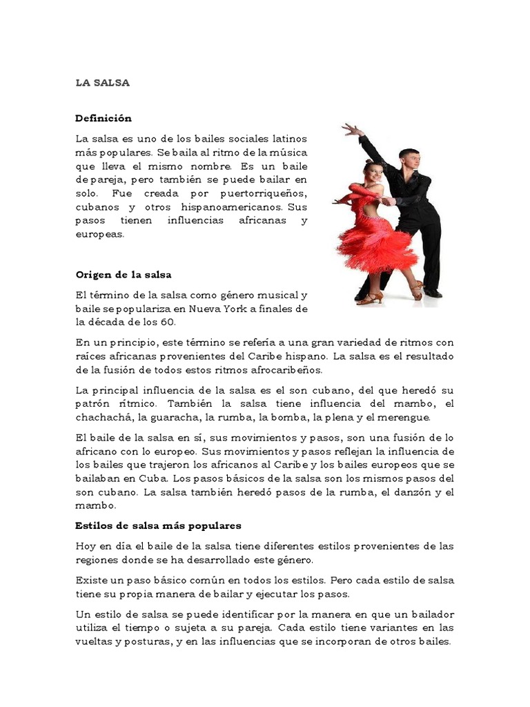 La historia y evolución del baile de la salsa: de sus orígenes en el ...