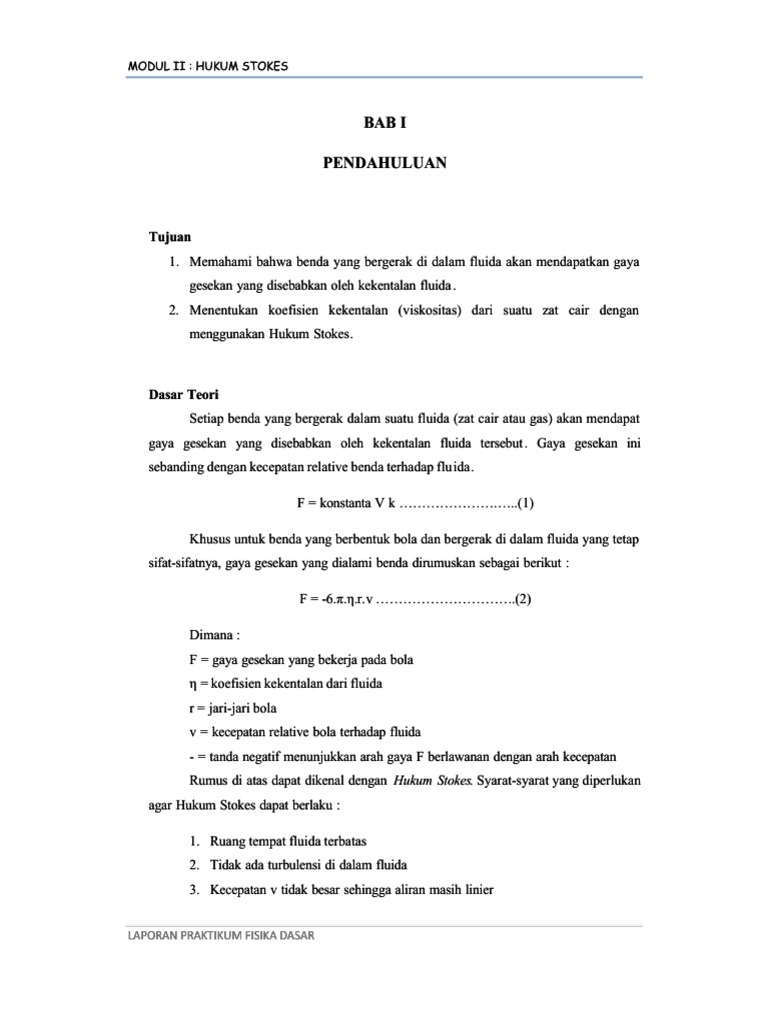 Hukum Stokes | PDF