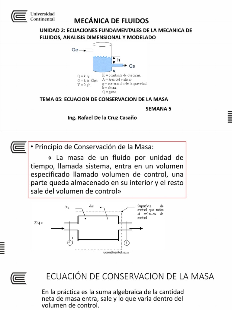 Tema 05 Ecuacion de Conservacion de La Masa | Descargar gratis PDF ...