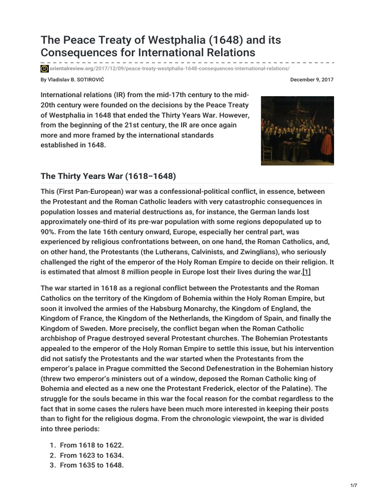 Consequences of the 1648 Westphalia Treaty | PDF | Sovereignty ...