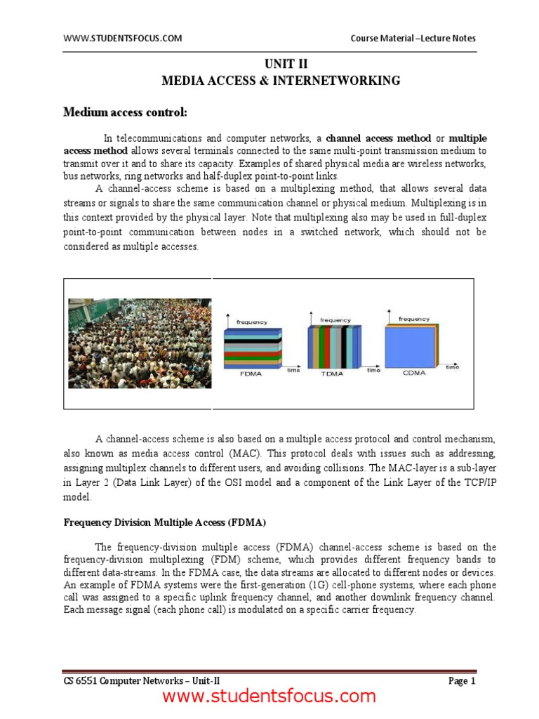 Unit Ii Media Access & Internetworking Medium Access Control | PDF | Channel Access Method ...