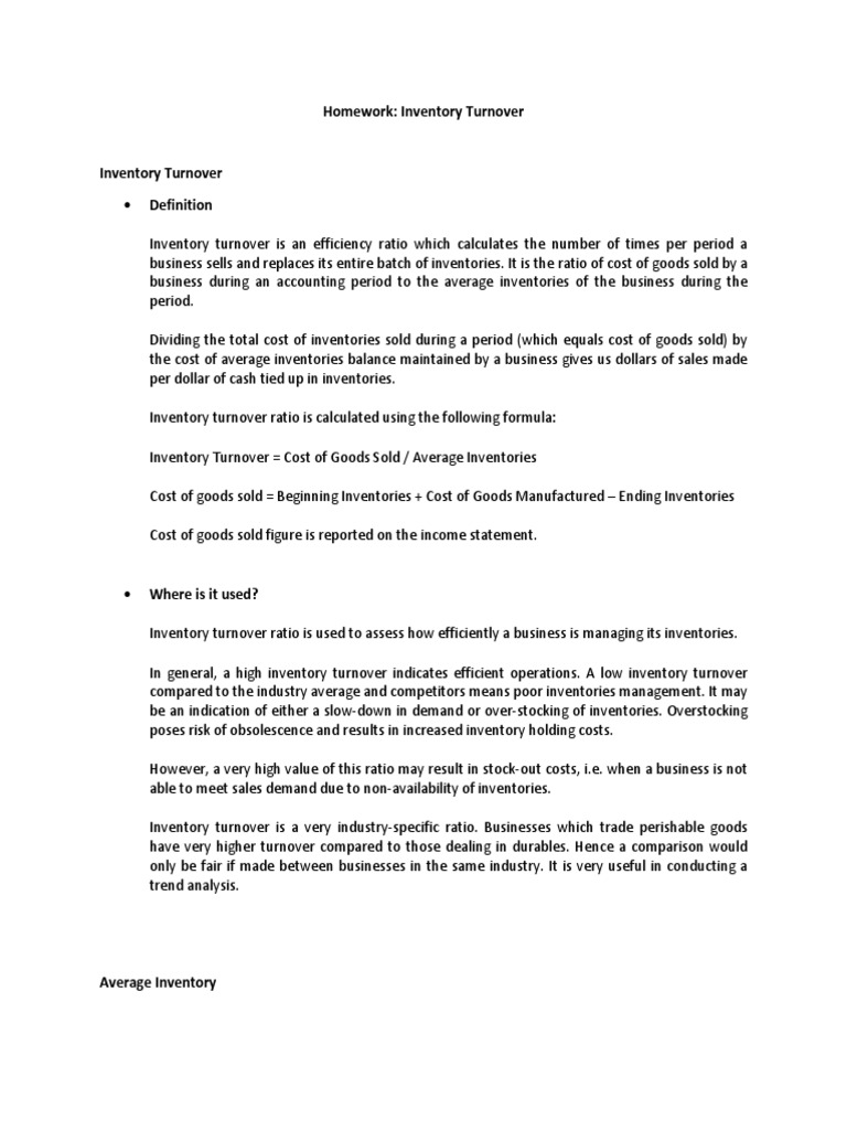 Inventory Turnover Examples | PDF | Inventory | Revenue