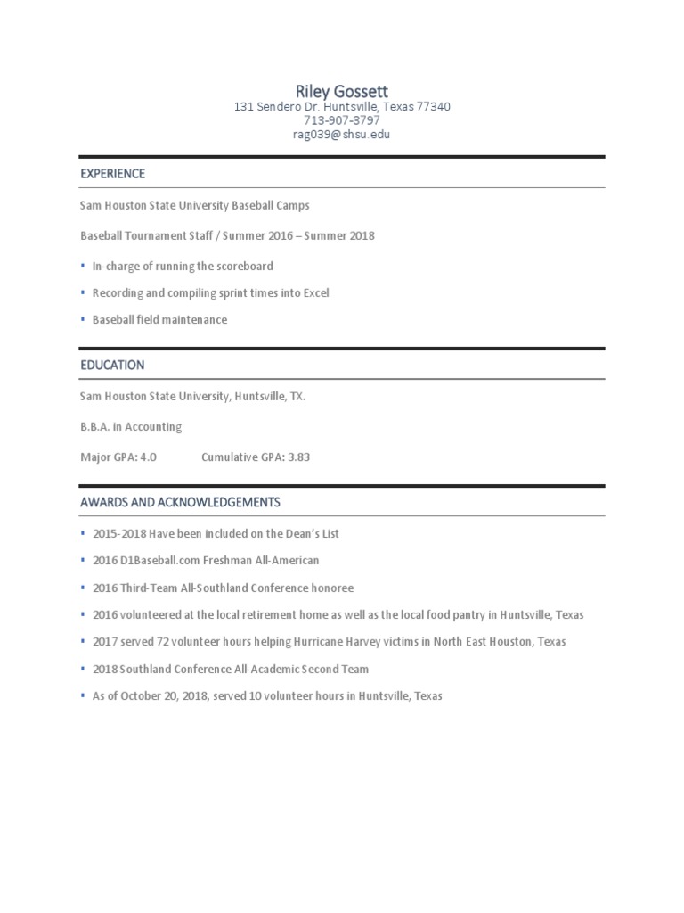 Riley Gossett Resume 2 | PDF