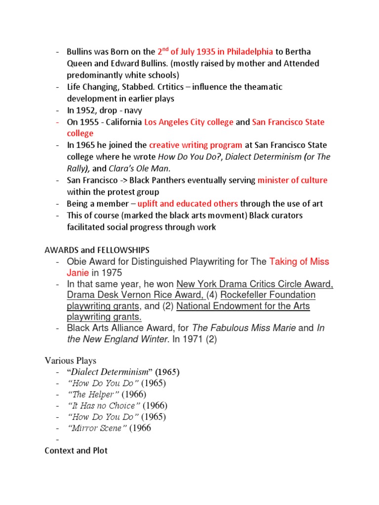 Edward Bullins: Life and Plays Overview | PDF | Social Science