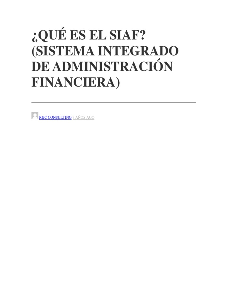 Qué Es El Siaf | PDF | Presupuesto | Contabilidad
