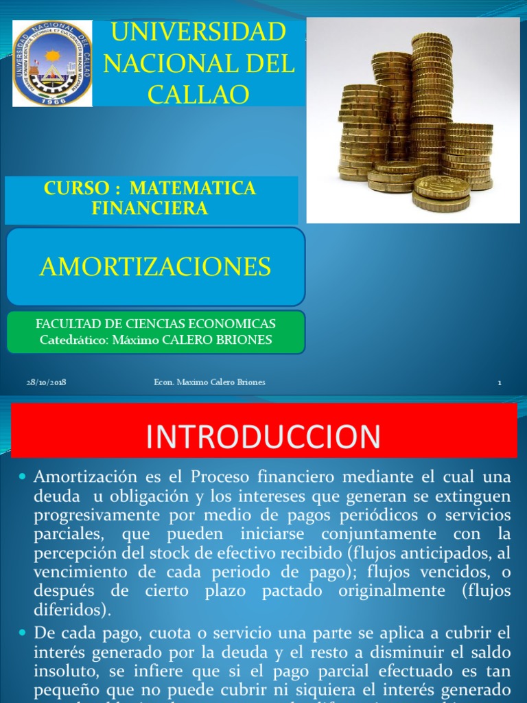 01a. - Introduccion. Amortizaciones | PDF | Interés | Crédito
