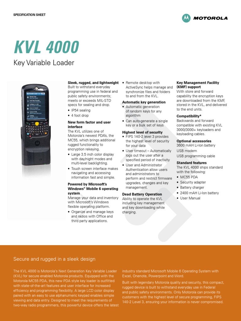 KVL 4000 Specification Sheet | PDF | Battery Charger | Personal Digital ...
