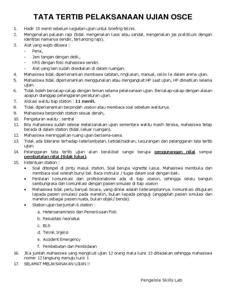 Tata Tertib Pelaksanaan Ujian Osce | PDF | Sains & Matematika