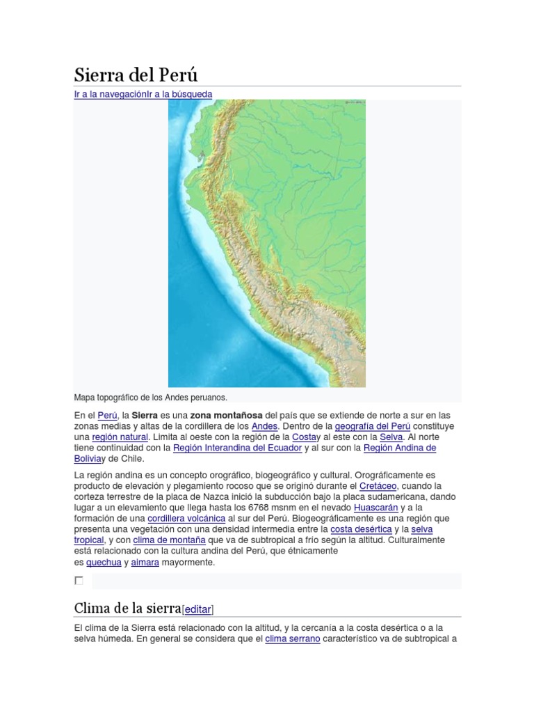 Sierra Del Perú | PDF | Andes | Geomorfología