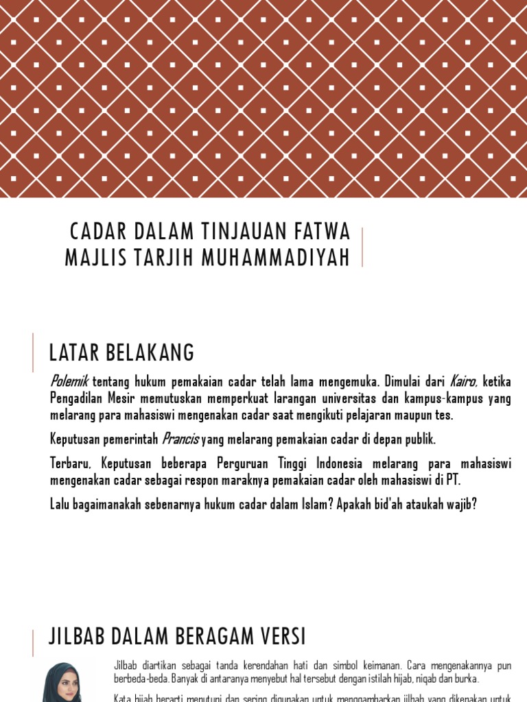 Cadar Dalam Tinjauan Fatwa Majlis Tarjih Muhammadiyah-1 | PDF