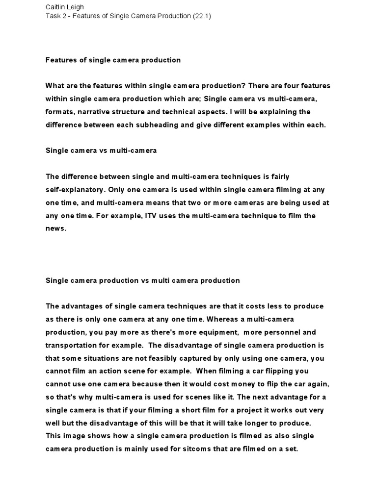 Features of Single Camera Production (22.1) PDF | Download Free PDF ...