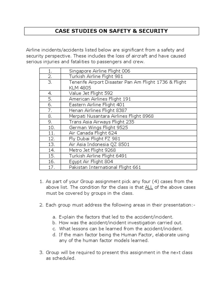 Aviation Safety Case Studies | PDF