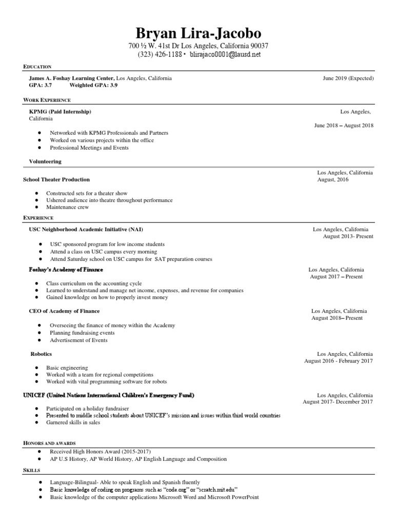 Resume - Bryan Lira-Jacobo | PDF | California | Behavior Modification