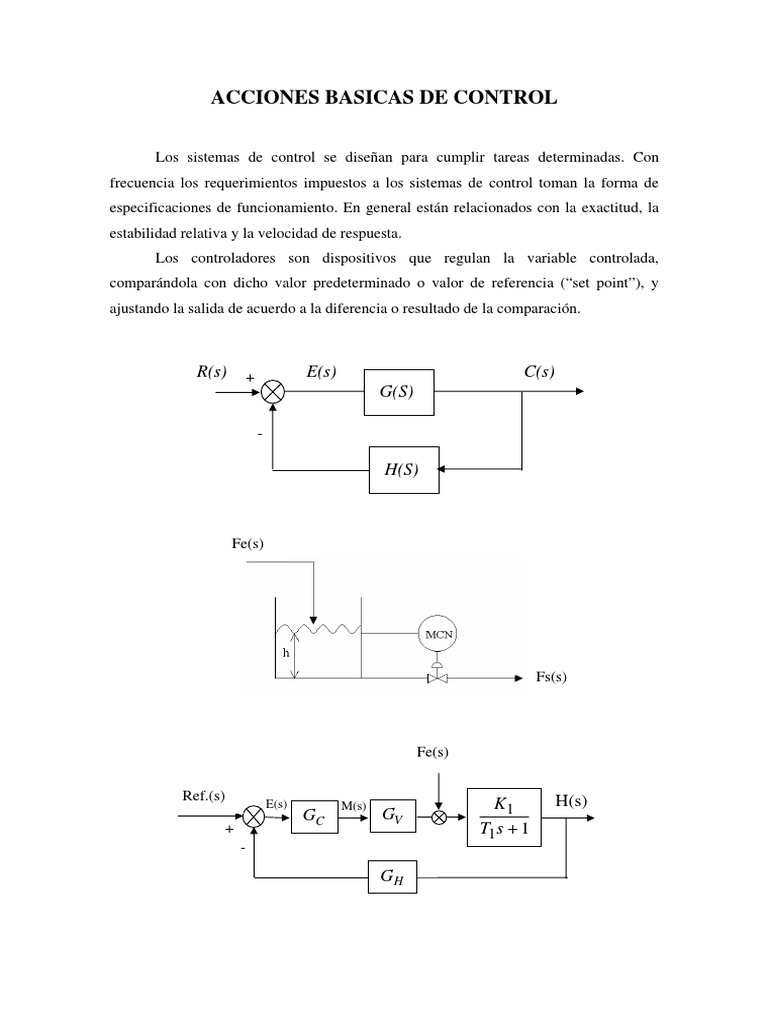 Acciones Básicas de Control | PDF | Sistema de control | Enseñanza de ...
