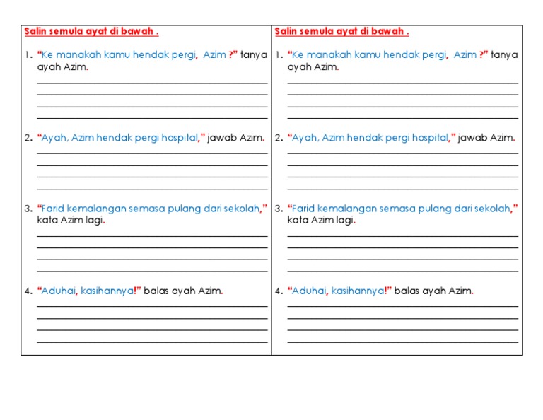 Salin Semula Ayat Di Bawah | PDF