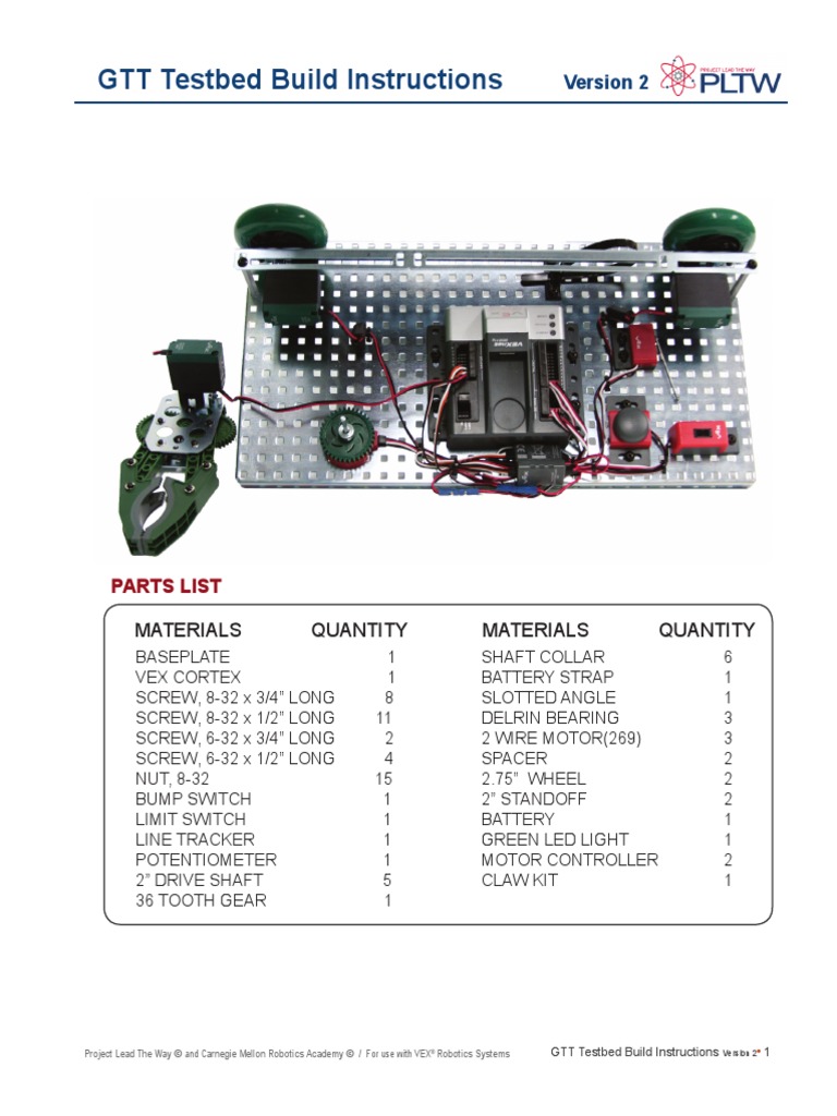 Gateway Vex Testbed Build Instructions Version 2 Pdf Vehicle