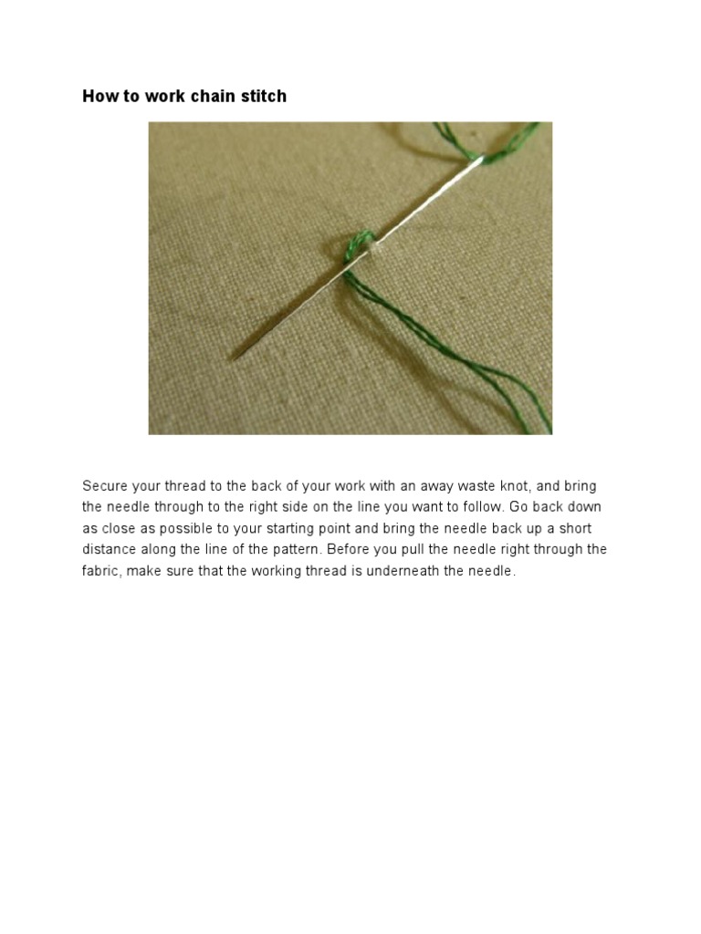 How To Work Chain Stitch | PDF | Microsoft | Embroidery