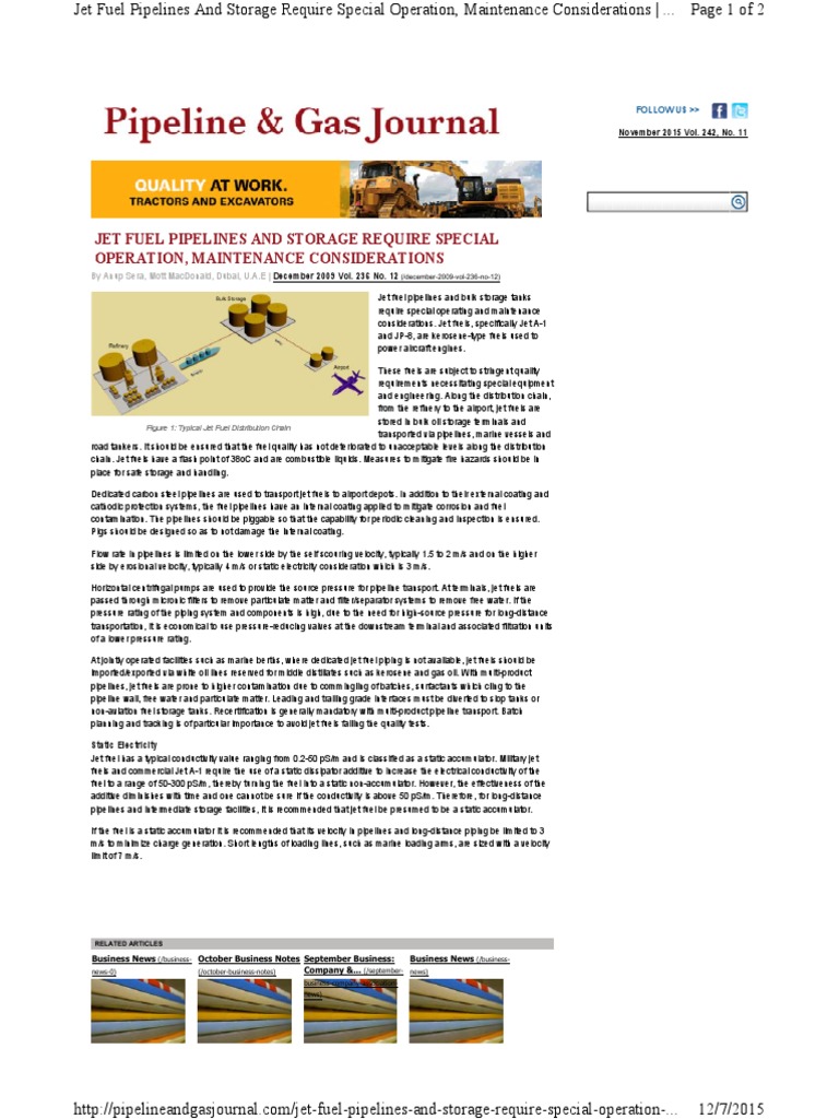Jet Fuel Pipeline Operation & Maintenance | PDF | Jet Fuel | Pipeline ...