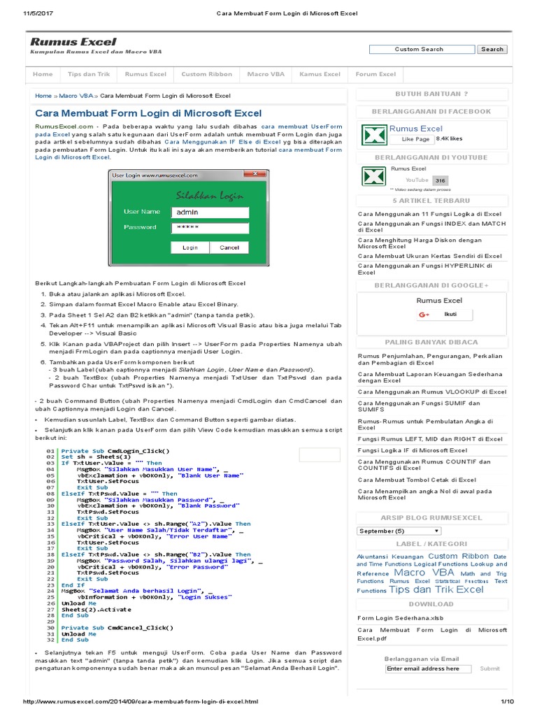 Login Excel | PDF | Komputer